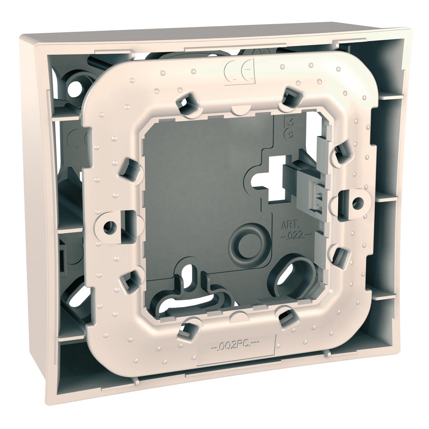 Unica Plus - surface box w. fixing frame - 2 m - 9 holes - ivory ...